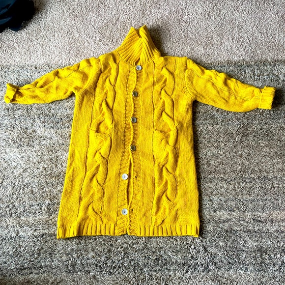 Sweaters | Cable Knit Yellow Sweater With Pockets | Poshmark